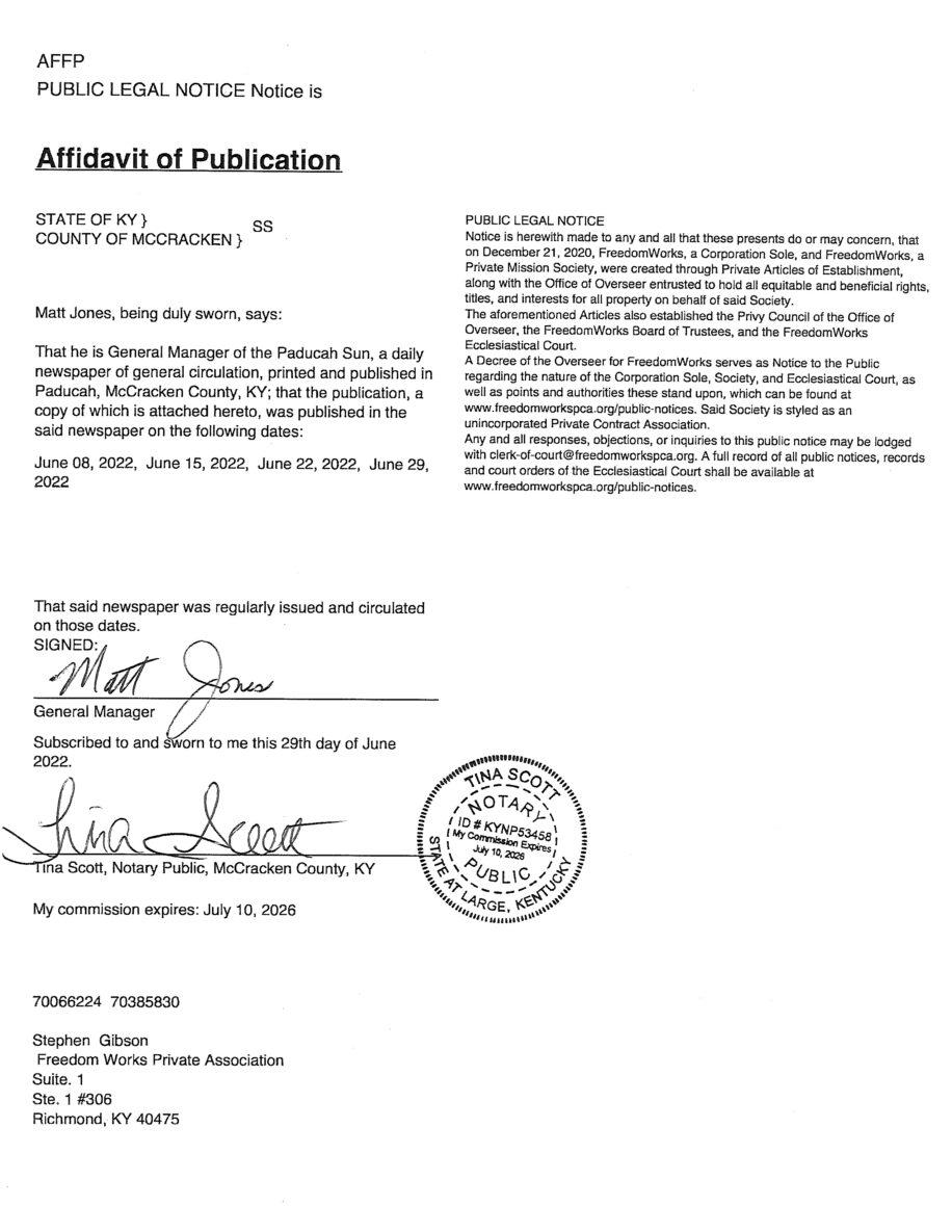 Adjudicating Newspaper Legal Notice - FreedomWorks Private Society